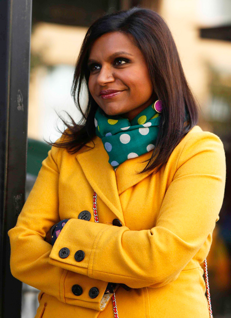 WornOnTV: Mindy’s yellow coat and green polka dot scarf on The Mindy ...