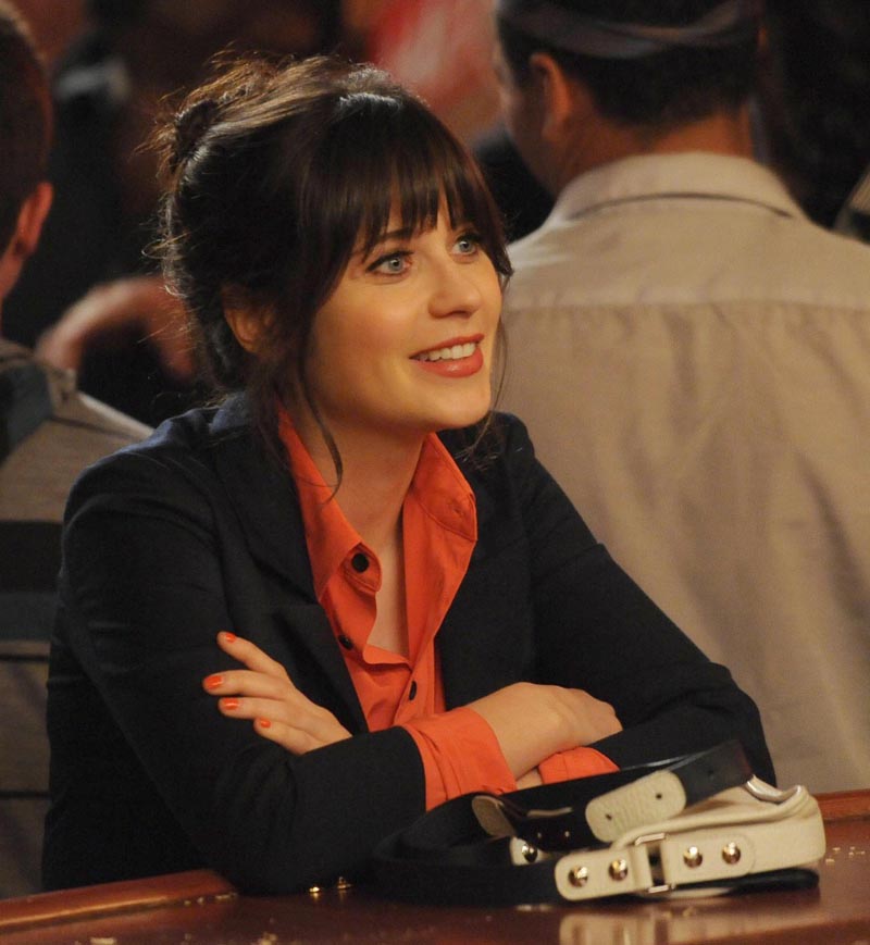 WornOnTV: Jess’s orange shirt and navy blazer on New Girl | Zooey ...