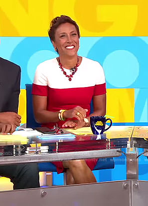 WornOnTV: Robin’s red and white colorblock dress on Good Morning ...