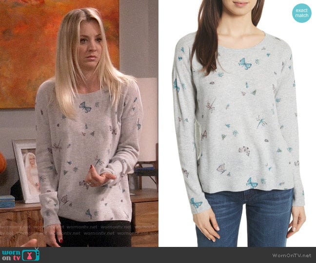 WornOnTV: Penny’s butterfly print sweater on The Big Bang Theory ...