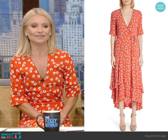 WornOnTV: Kelly’s red floral print wrap dress on Live with Kelly and ...
