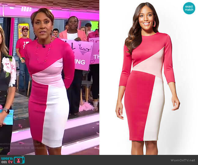 WornOnTV: Robin’s pink colorblock dress on Good Morning America | Robin ...