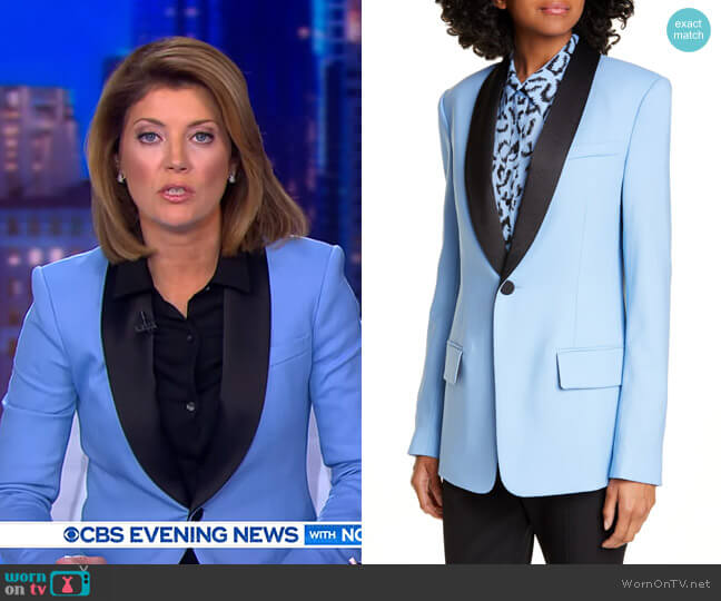 WornOnTV: Norah’s blue contrast blazer on CBS Evening News | Norah O ...