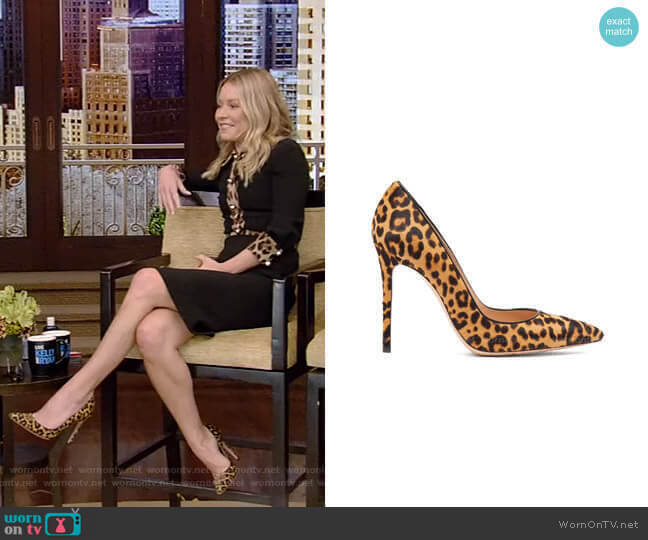 WornOnTV: Kelly’s black dress with leopard trim on Live with Kelly and ...