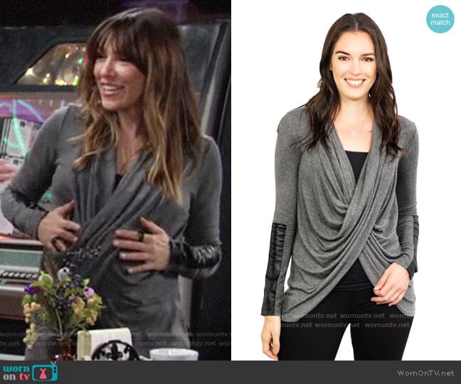 WornOnTV: Chloe’s grey crossover top with leather panels on The Young ...