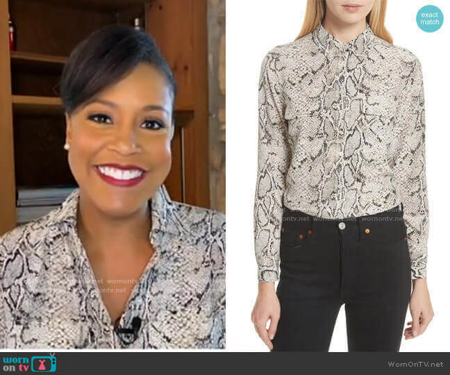 WornOnTV: Sheinelle’s white python print blouse on Today | Sheinelle ...