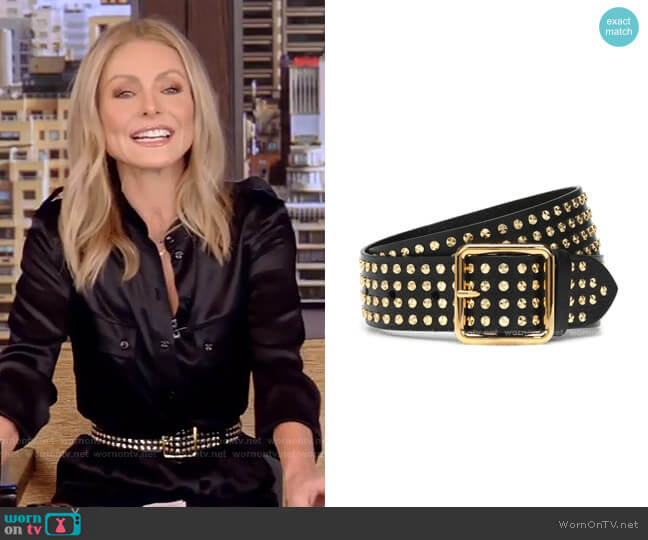 WornOnTV: Kelly’s black jumpsuit and studded belt on Live with Kelly ...