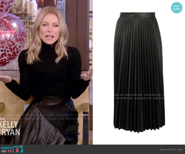 WornOnTV: Kelly’s black turtleneck sweater and pleated skirt on Live ...