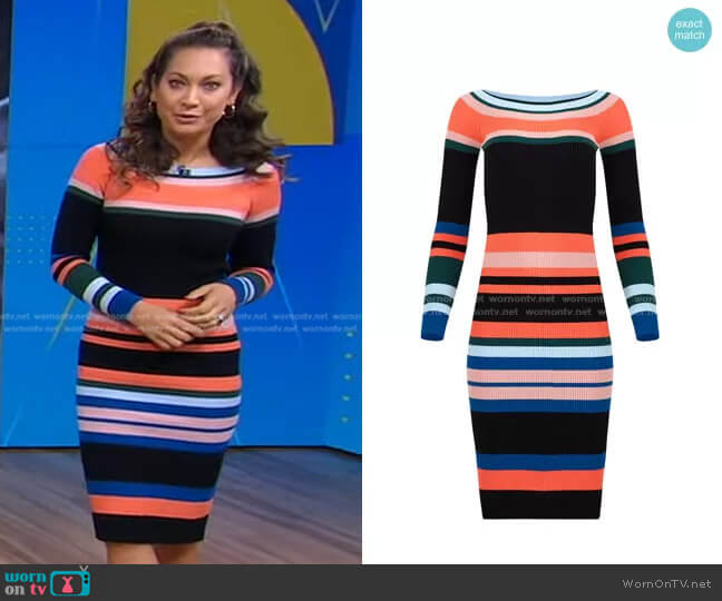 WornOnTV: Ginger’s colorblock ribbed dress on Good Morning America ...