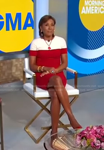 WornOnTV: Robin’s red and white colorblock dress on Good Morning ...