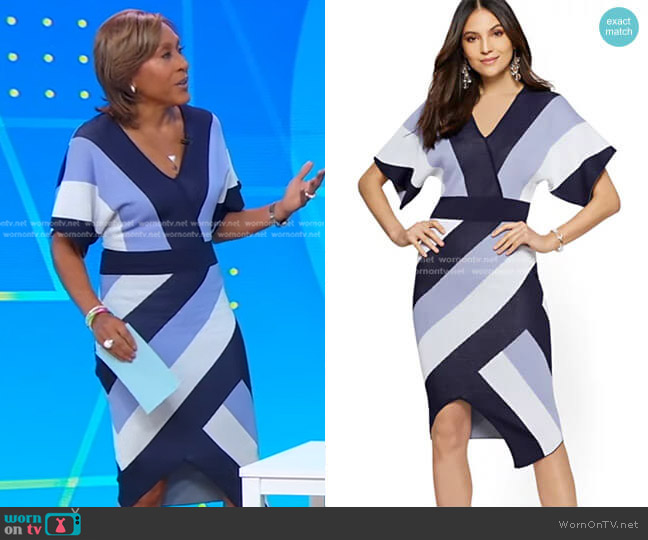 WornOnTV: Robin’s blue striped wrap dress on Good Morning America ...