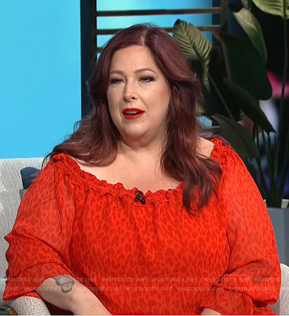 WornOnTV Morgan s Red Button Down Shirt And Shorts On E News Daily