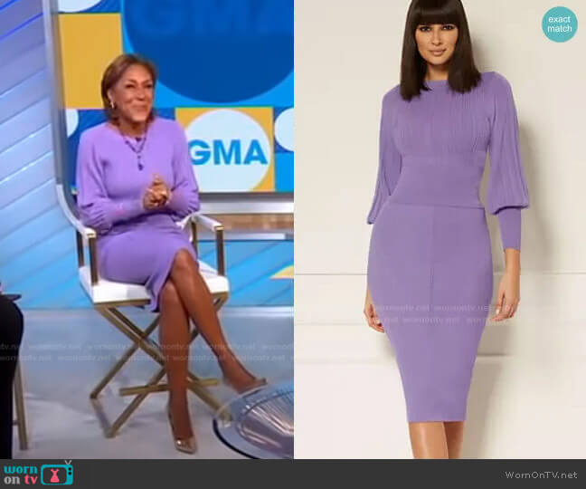 WornOnTV: Robin’s lilac sweater and skirt on Good Morning America ...