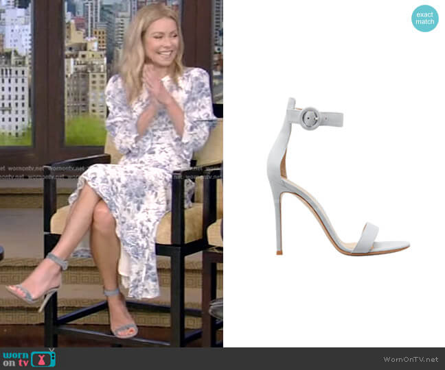 WornOnTV: Kelly’s white and blue floral midi dress on Live with Kelly ...