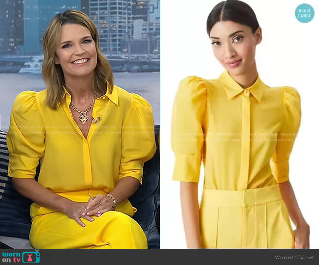 WornOnTV: Savannah’s yellow puff sleeve blouse on Today | Savannah ...