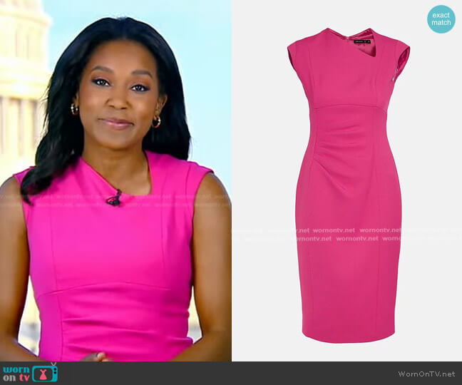 WornOnTV: Rachel’s pink asymmetric neck dress on Good Morning America ...