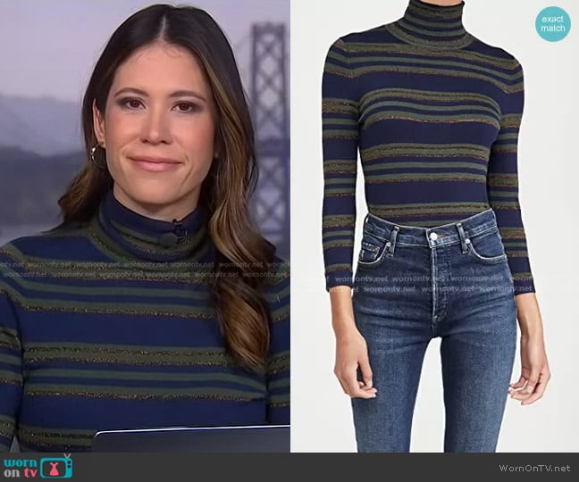 WornOnTV: Deirdre Bosa’s metallic striped turtlneck sweater on NBC News ...