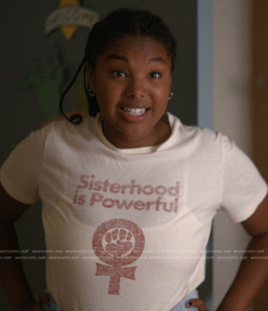 WornOnTV Angie s Sisterhood Is Powerful T shirt On The L Word WornOnTV Angie s Sisterhood Is Powerful T shirt On The L Word