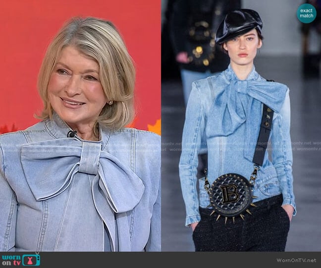 WornOnTV: Martha’s denim tie neck blouse on Today | Clothes and ...
