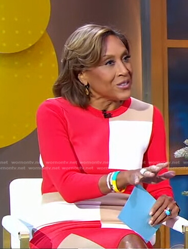 WornOnTV: Robin’s colorblock knit dress on Good Morning America | Robin ...