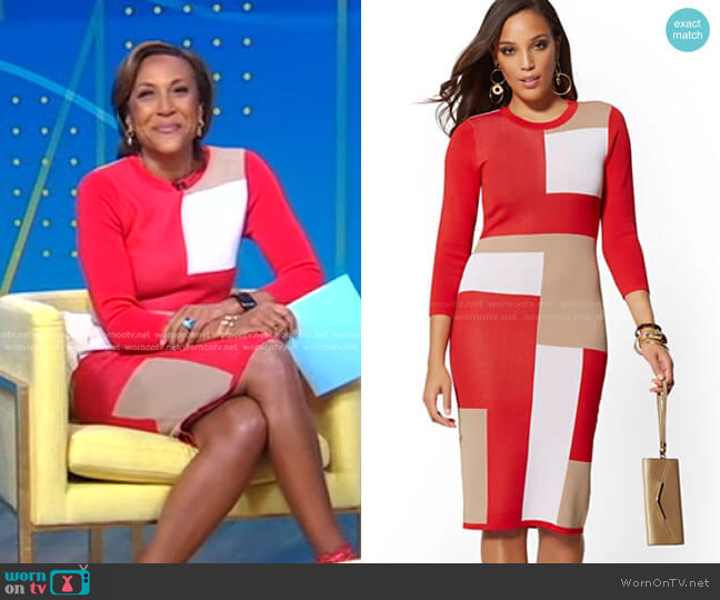 WornOnTV: Robin’s colorblock knit dress on Good Morning America | Robin ...