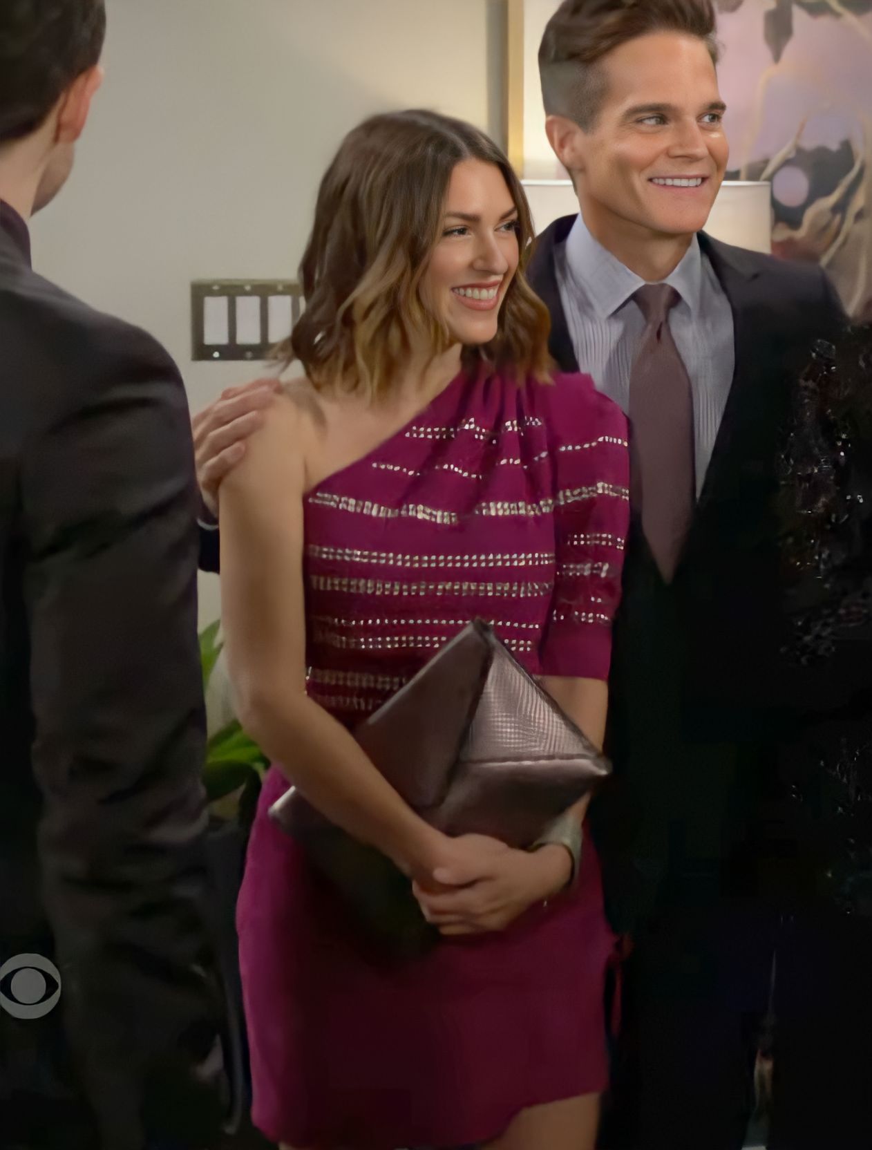 WornOnTV: Chloe’s magenta one-shoulder studded top and skirt on The ...