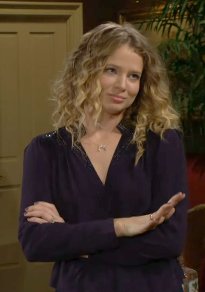 WornOnTV: Summer’s navy blue embellished blouse on The Young and the ...