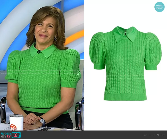 WornOnTV: Hoda’s green cable knit puff sleeve sweater on Today | Hoda ...