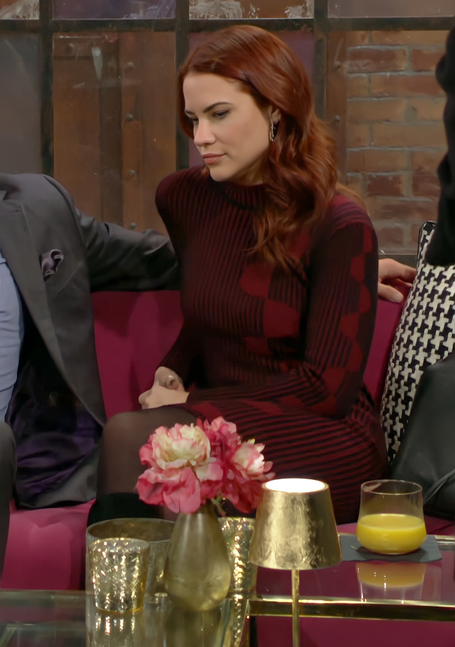 WornOnTV: Sally’s red and black striped knit dress on The Young and the ...