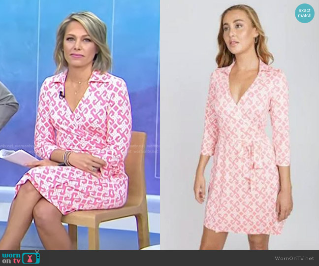 WornOnTV: Dylan’s pink geometric print wrap dress on Today | Dylan ...