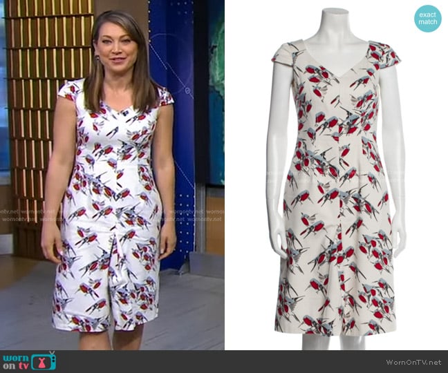 WornOnTV: Ginger’s white bird print dress on Good Morning America ...