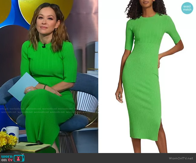 WornOnTV: Eva’s green ribbed knit dress on Good Morning America | Eva ...