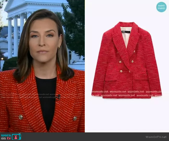 WornOnTV: Mary’s red tweed blazer on Good Morning America | Mary Bruce ...