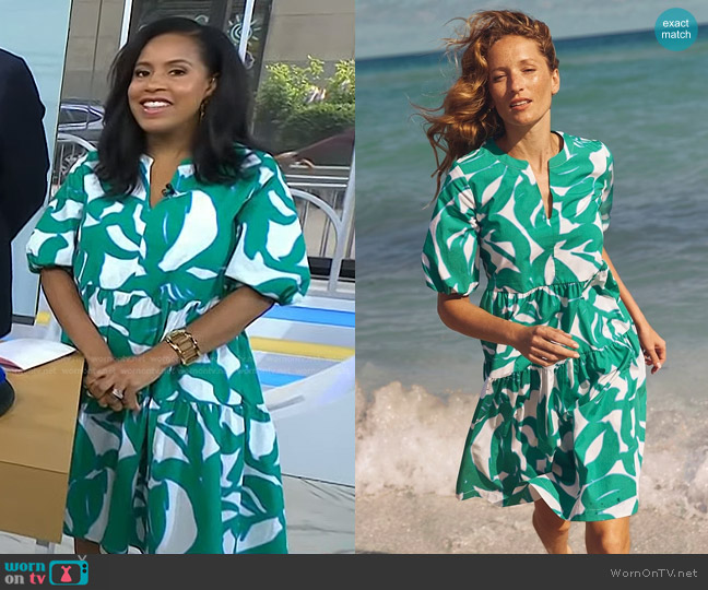 WornOnTV: Sheinelle’s green and white printed dress on Today ...