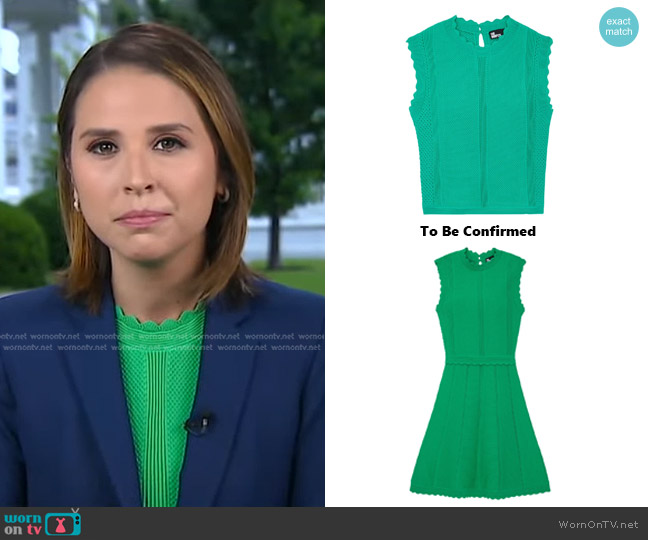 WornOnTV: Elizabeth’s green scalloped top on Good Morning America ...
