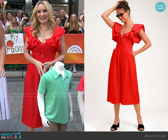 WornOnTV: Chassie’s red ruffle jumpsuit on Today | Chassie Post ...