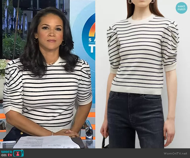 WornOnTV: Laura Jarrett’s white striped puff sleeve top on Today ...