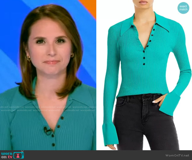 WornOnTV: Elizabeth’s green ribbed polo on Good Morning America ...