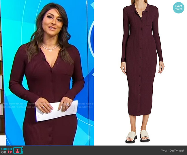 WornOnTV: Erielle’s burgundy ribbed button front dress on Good Morning ...