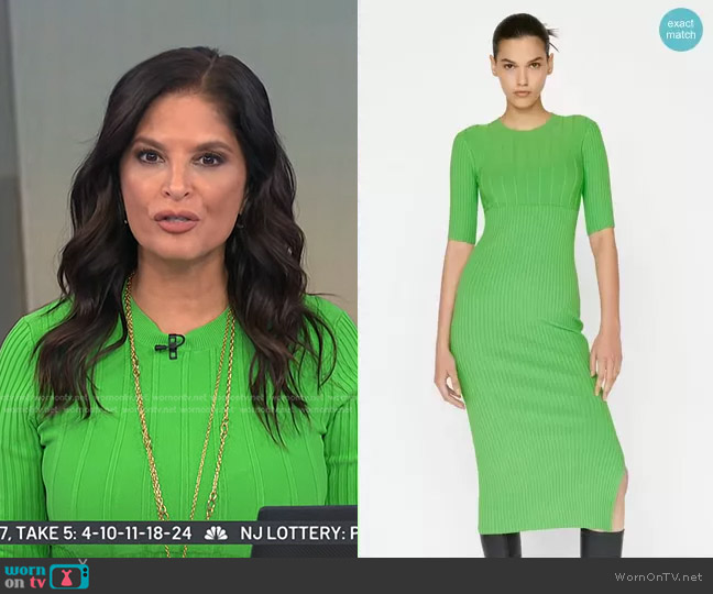 WornOnTV: Darlene’s green ribbed dress on Today | Darlene Rodriguez ...