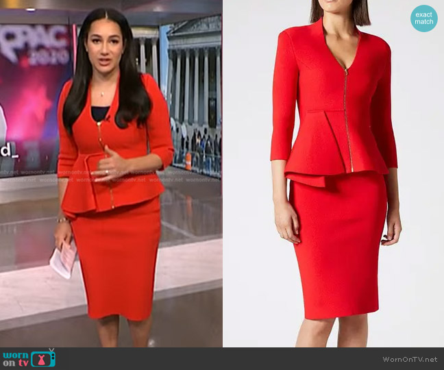 WornOnTV: Morgan’s red peplum jacket and skirt on NBC News Daily ...