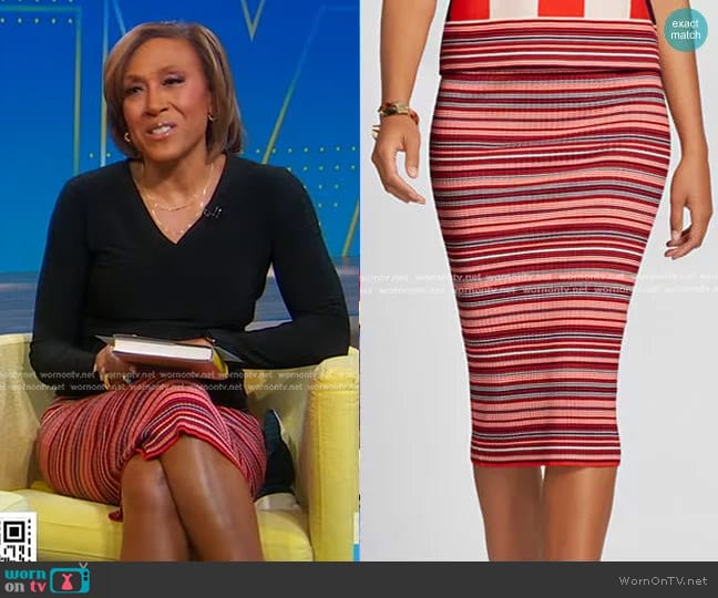 WornOnTV: Robin’s pink striped skirt on Good Morning America | Robin ...