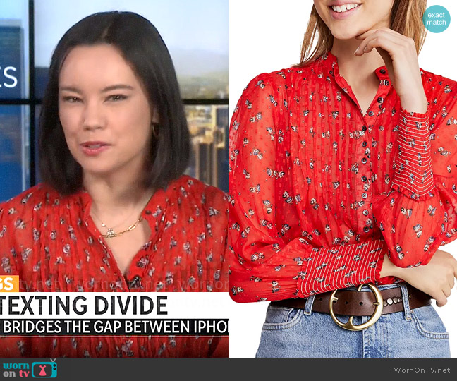 WornOnTV: Jo Ling Kent’s red floral blouse on CBS Mornings | Jo Ling ...