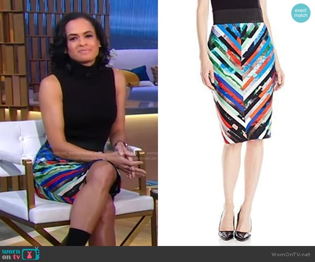 WornOnTV: Linsey’s multicolor chevron stripe skirt on Good Morning ...