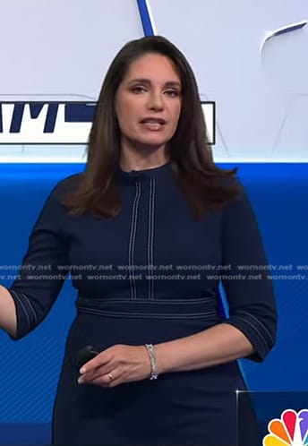 WornOnTV: Maria’s navy dress with white stitching on Today | Maria ...