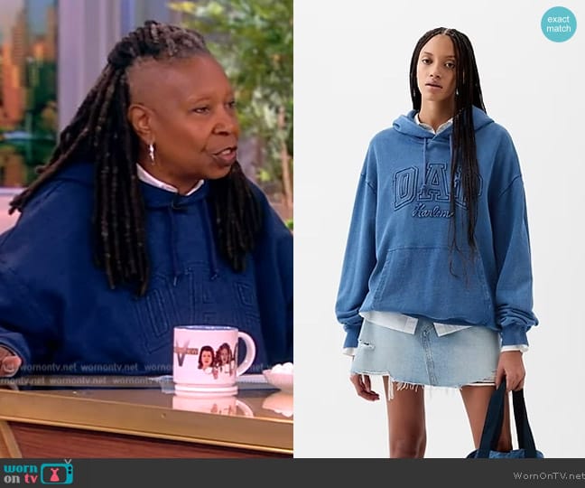 WornOnTV: Whoopi’s blue logo hoodie on The View | Whoopi Goldberg ...