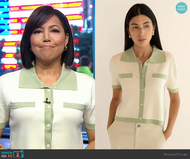 WornOnTV: Stephanie’s ivory and green short sleeve cardigan on Good ...