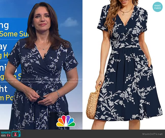 WornOnTV: Maria’s navy floral surplice dress on Today | Maria Larosa ...