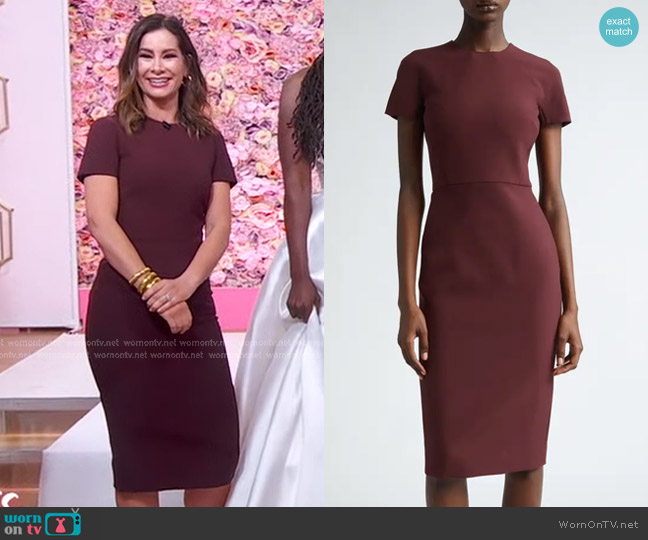 WornOnTV Rebecca s Maroon Short Sleeve Sheath Dress On Good Morning WornOnTV Rebecca s Maroon Short Sleeve Sheath Dress On Good Morning