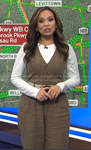 WornOnTV: Adelle’s brown check sleeveless jumpsuit on Today | Adelle ...